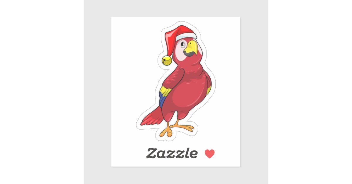 Parrot with Santa hat Sticker | Zazzle