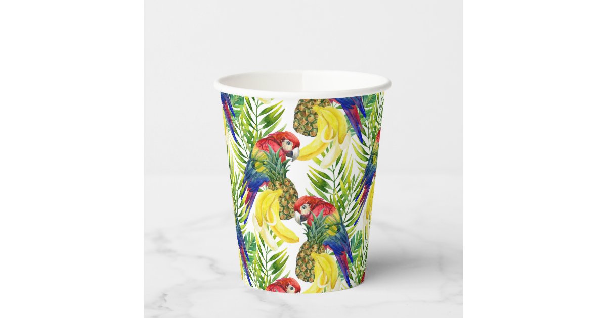 Parrots And Tropical Fruit Paper Cups | Zazzle