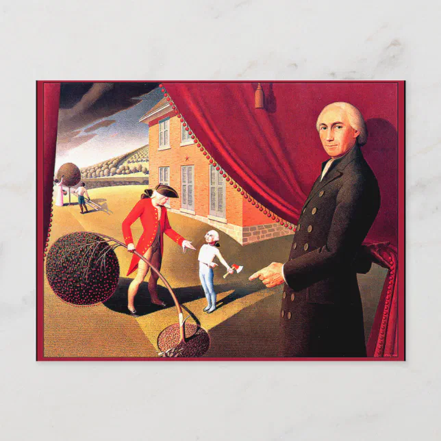 Parson Weem's Fable, fine art by Grant Wood Postcard | Zazzle