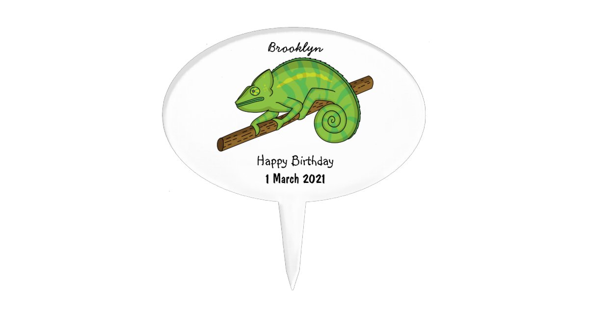 Parson's chameleon illustration cake topper | Zazzle