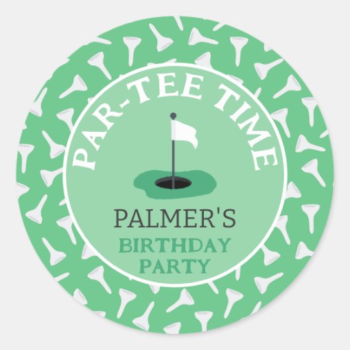 Partee Time Golfing Birthday Party Classic Round Sticker | Zazzle