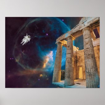 Parthenon Acropolis Greece Meets Space Poster | Zazzle