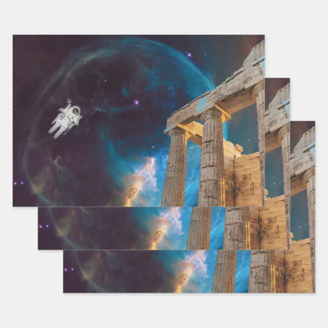 Parthenon Acropolis Greece Meets Space Wrapping Paper Sheets | Zazzle