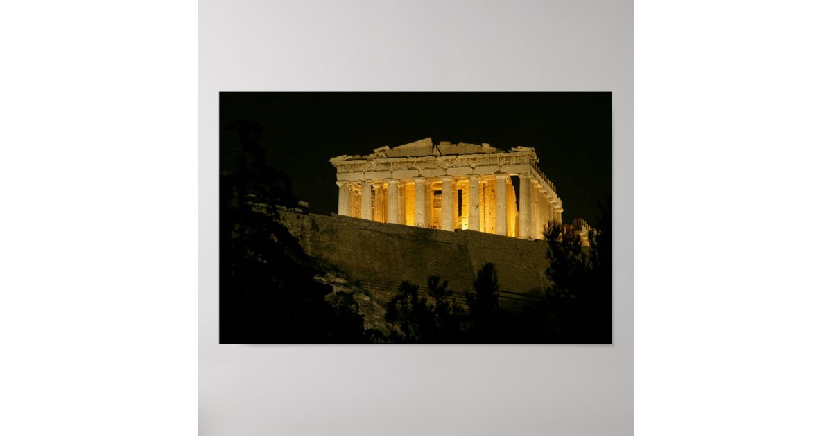 Parthenon at Night Poster | Zazzle