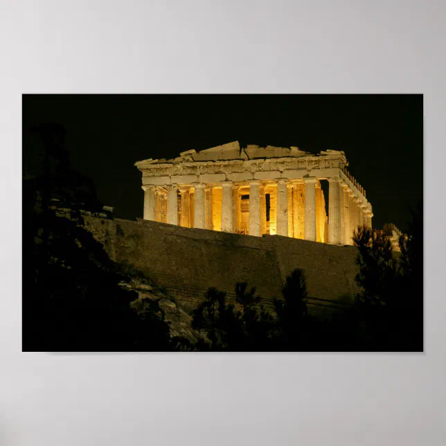 Parthenon at Night Poster | Zazzle