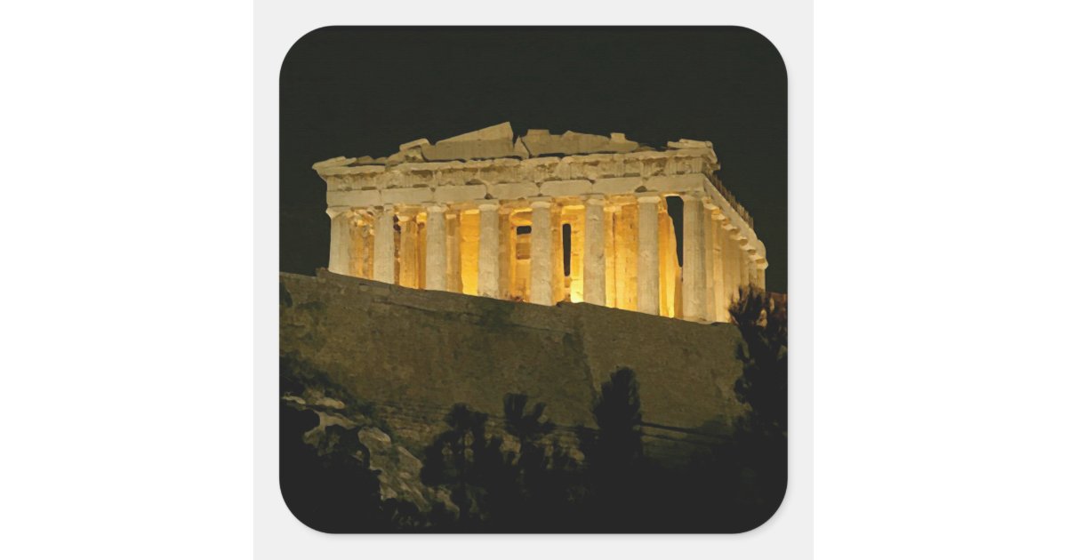 Parthenon at Night Sticker | Zazzle