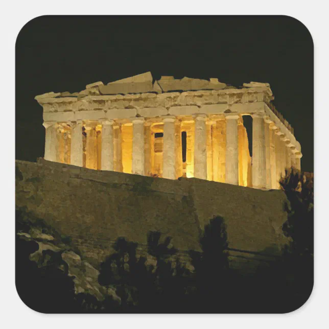 Parthenon at Night Sticker | Zazzle
