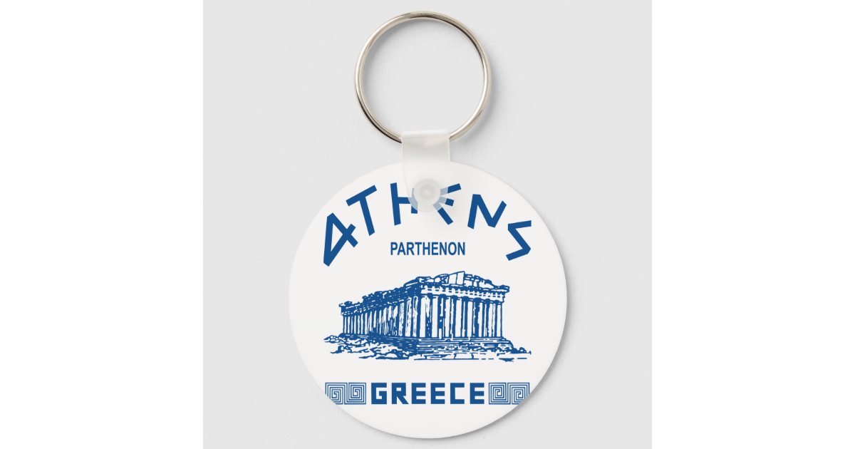 Parthenon - Athens - Greek (blue) Keychain | Zazzle