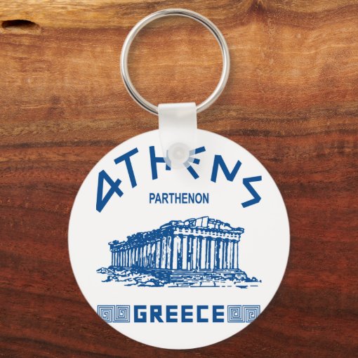 Parthenon - Athens - Greek (blue) Keychain | Zazzle