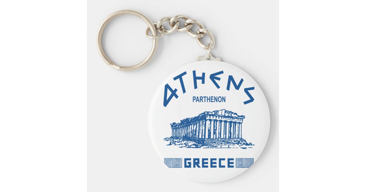 Parthenon - Athens - Greek (blue) Keychain | Zazzle.com