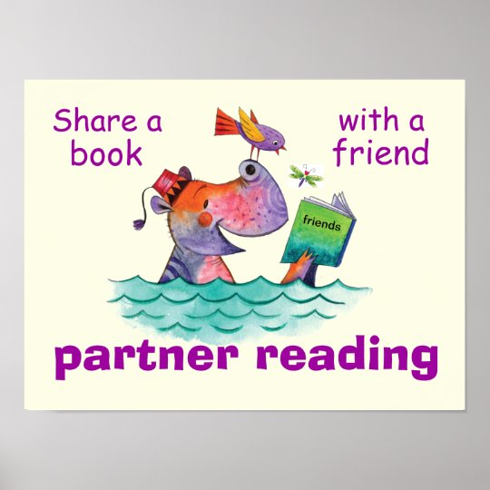 Partner Reading Classroom Poster | Zazzle.com