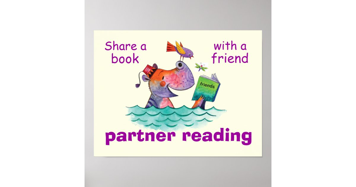 Partner Reading Classroom Poster | Zazzle