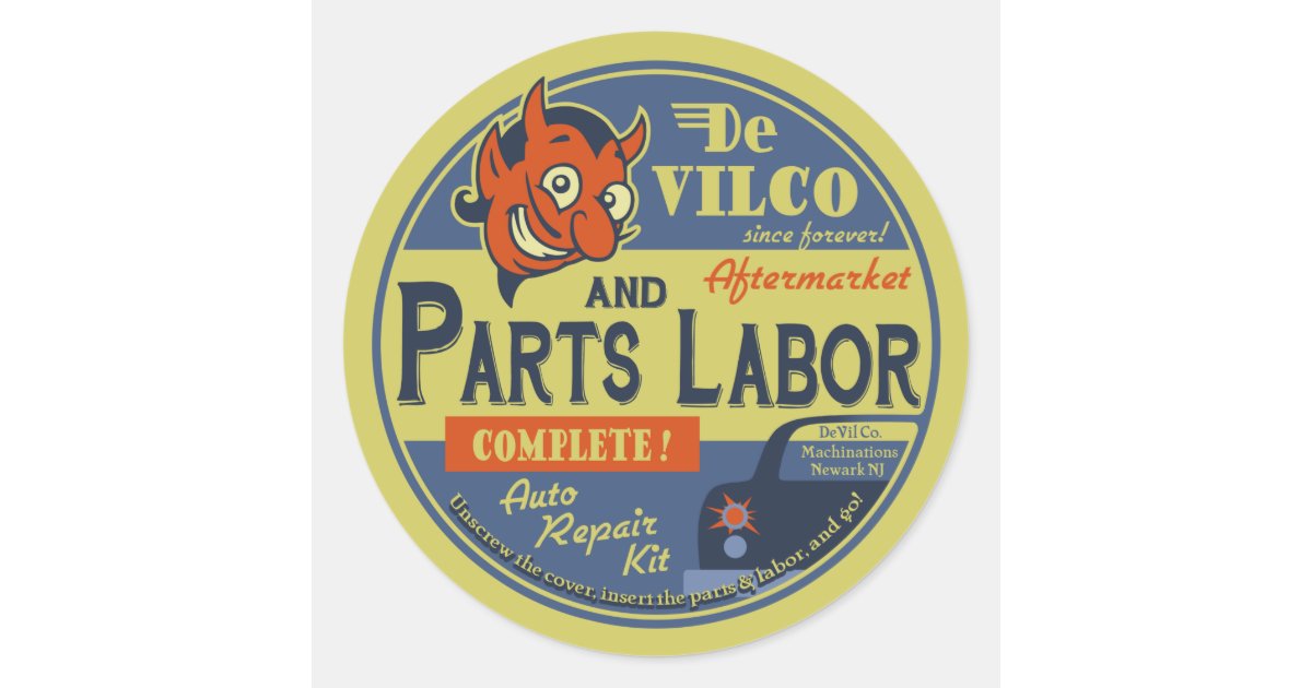 Parts & labor classic round sticker | Zazzle