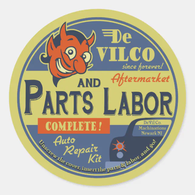 Parts & labor classic round sticker | Zazzle