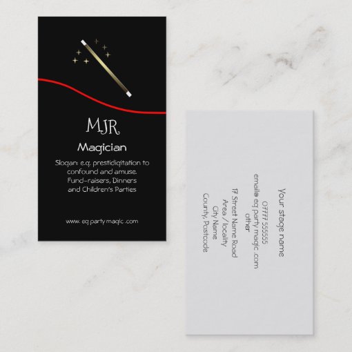 Party and Dinner Magician - Magic Wand logo Business Card | Zazzle