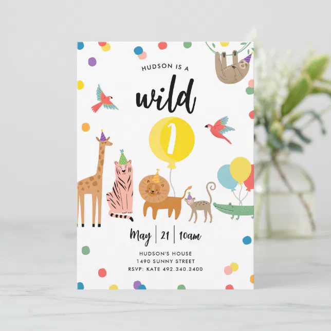 Party Animal 1st Birthday Invitation | Zazzle