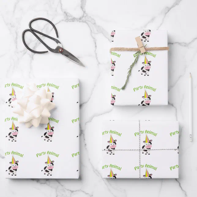 Party animal! Cow Wrapping Paper Sheets | Zazzle