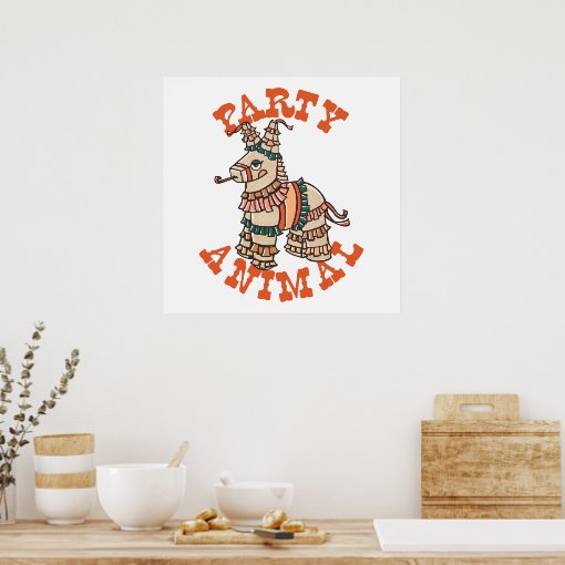 Party Animal: Cute & Funny Mexican Donkey Pinata Poster | Zazzle
