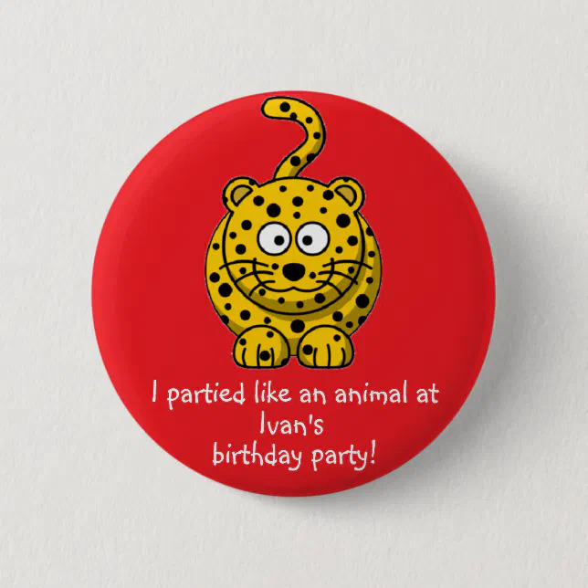 Party Animal Leopard Button Favors Party Souvenir | Zazzle