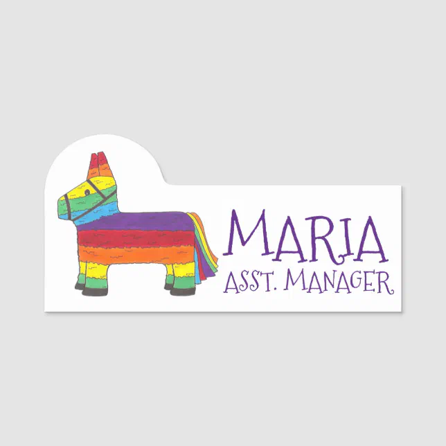 Party Animal Rainbow Donkey Piñata Fiesta Name Tag | Zazzle