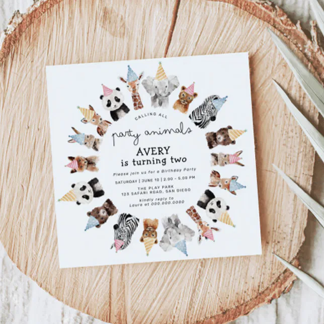 Party Animals Birthday Invitation | Zazzle
