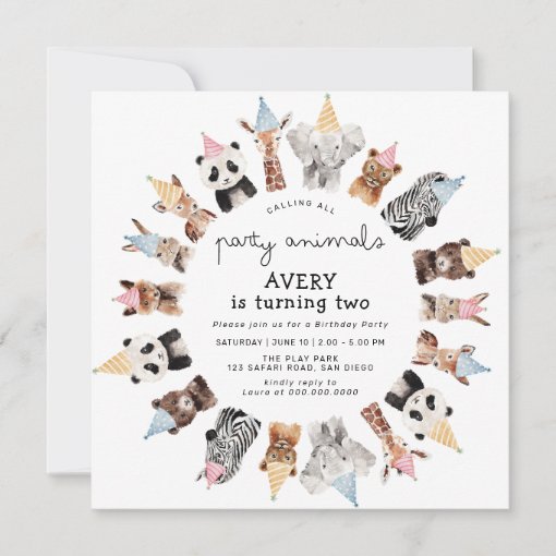 Party Animals Birthday Invitation | Zazzle