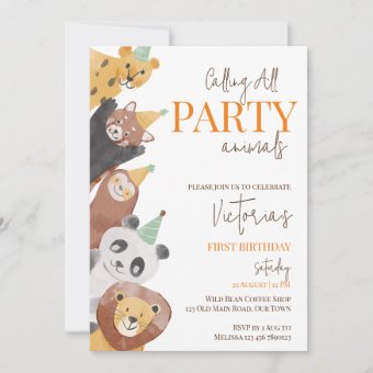 Party animals birthday Invitation template | Zazzle