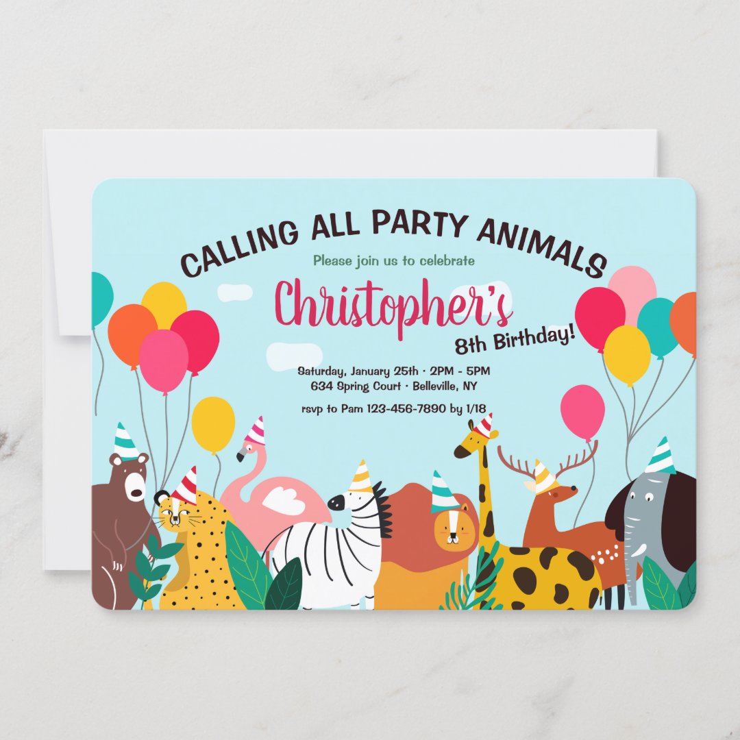 Party Animals Birthday Party Invitation | Zazzle