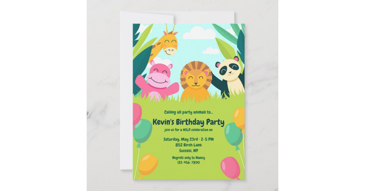 Party Animals Birthday Party Invitation | Zazzle