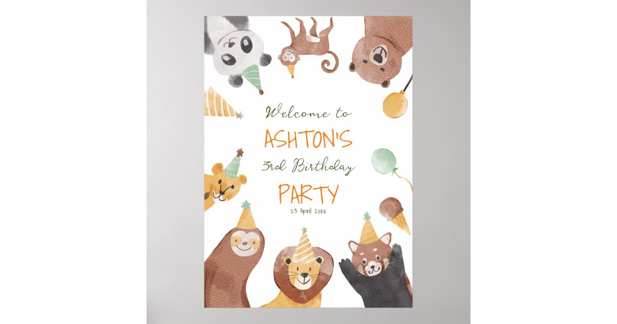 Party animals birthday party welcome sign | Zazzle