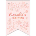 Party Animals Girl's First Birthday Photo Collage Bunting Flags | Zazzle