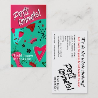 "Party Animals" - Party Planner, Event Organizer Business Card | Zazzle