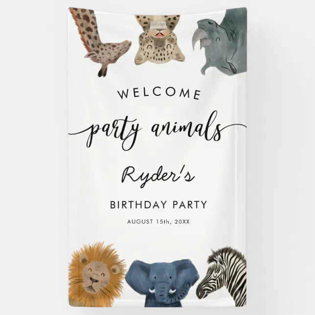 Party Animals Safari Birthday Party Welcome Banner | Zazzle