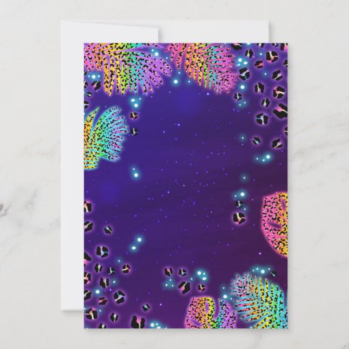 Party Animals Safari Neon Rainbow Cheetah Birthday Invitation | Zazzle