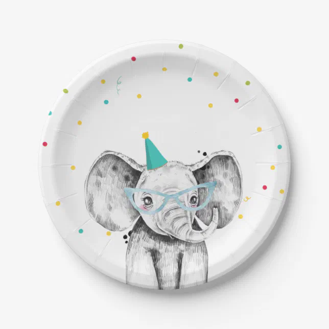 Party Animals Safari Wild Elephant Zoo Birthday Paper Plates | Zazzle