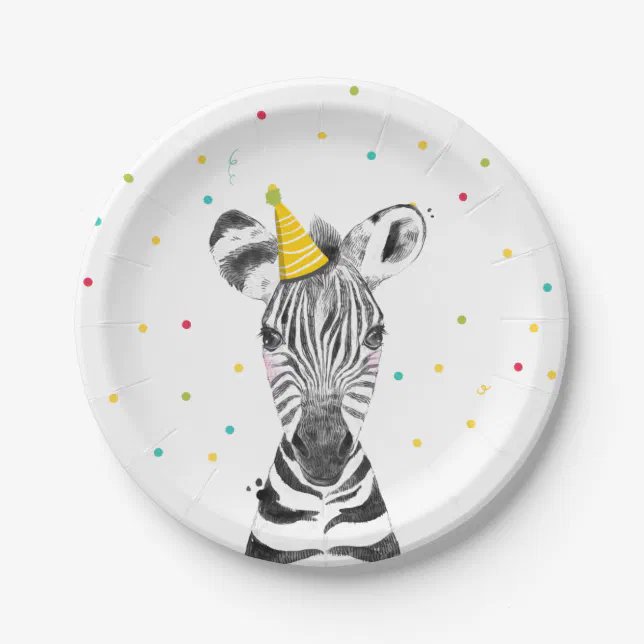 Party Animals Safari Wild One Zebra Zoo Birthday Paper Plates | Zazzle
