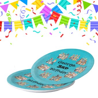 Party Animals Themed Custom Name Birthday Party Paper Plates | Zazzle