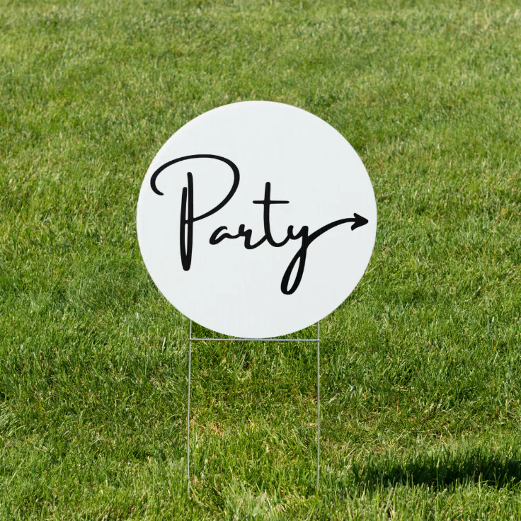 Party arrow sign circle right Yard Sign | Zazzle