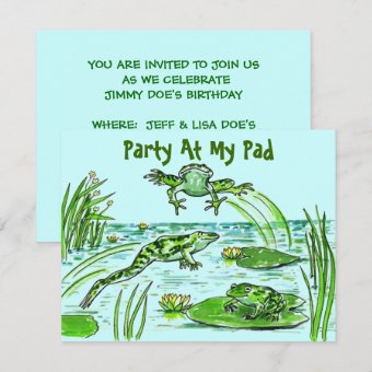 PARTY AT MY PAD LILY-PAD LEAPING FROGS INVITATION | Zazzle