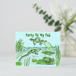 PARTY AT MY PAD LILY-PAD LEAPING FROGS INVITATION | Zazzle