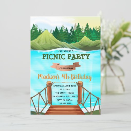 Party at the lake birthday theme invitation | Zazzle
