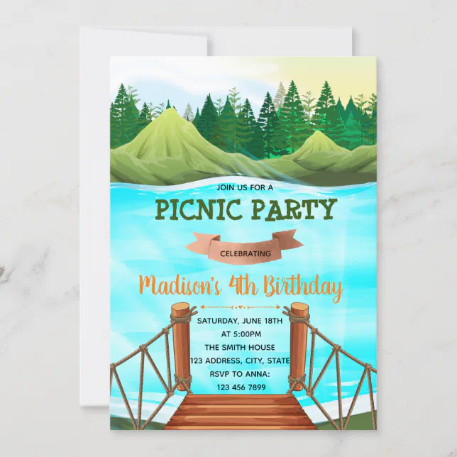 Party at the lake birthday theme invitation | Zazzle