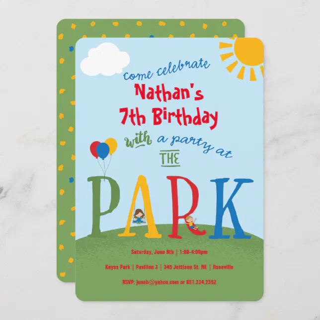 Party at the Park Birthday Invitation | Zazzle