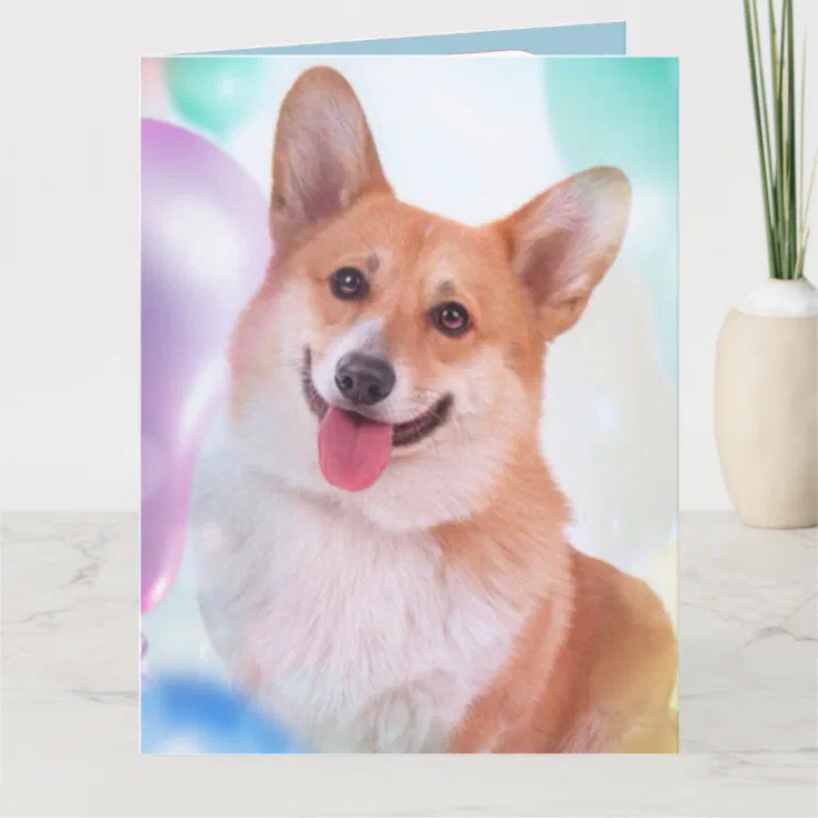 Party Balloon Corgi Card | Zazzle