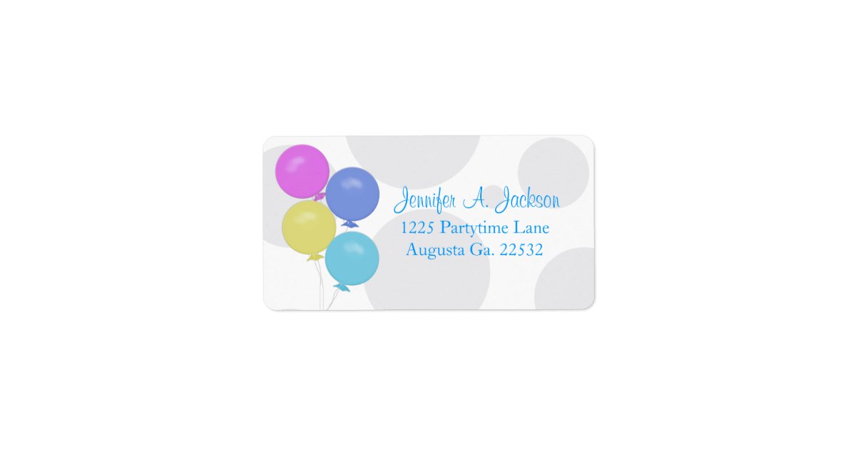 Party Balloons Address Labels | Zazzle