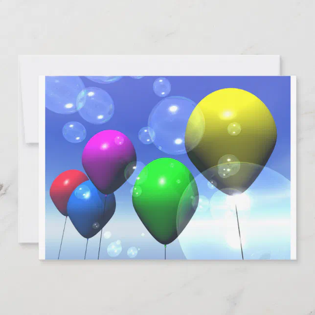 Party Balloons & Bubbles Invitation | Zazzle