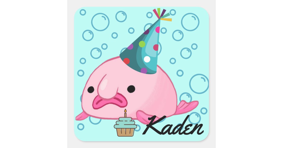 Party Blobfish Personalized Square Sticker | Zazzle
