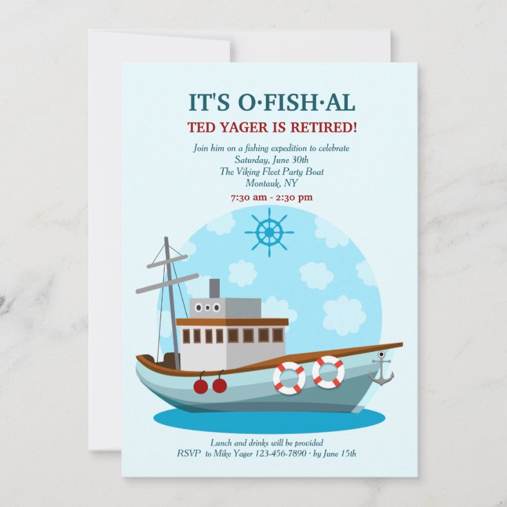Party Boat Fishing Invitation | Zazzle