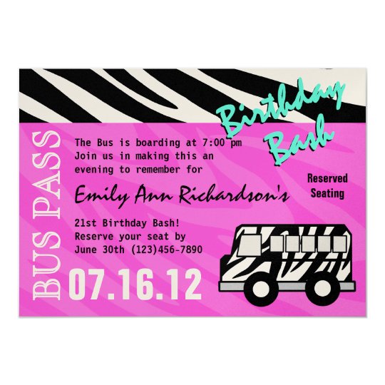 Party Bus Birthday Bash Invitation | Zazzle.com