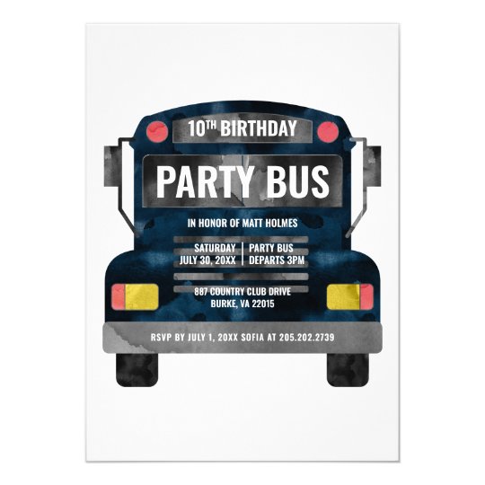 Party Bus Birthday Invitation | Zazzle.com